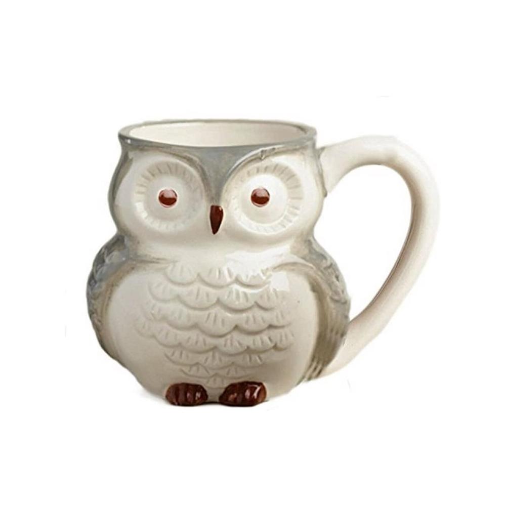 Custom Vintage Hand Painted Ceramic Owl Coffee Mug