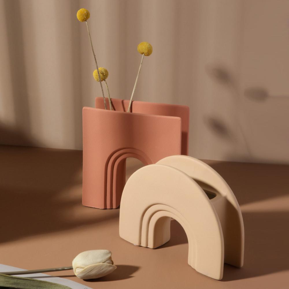 Minimalist Style Rainbow Shape Ceramic Flower Vase | Dongsheng