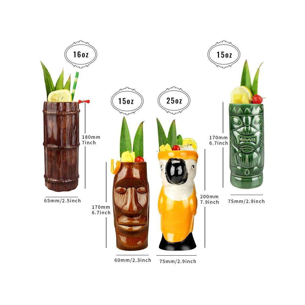 Wholesale Custom Bar Cocktail Cup Ceramic Tiki Mug