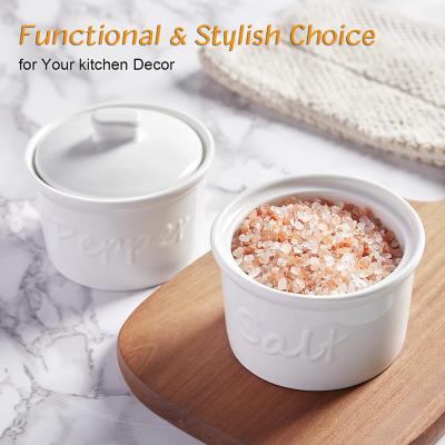 Ceramic Salt And Pepper Container With Lid For Kitchen | Dongsheng